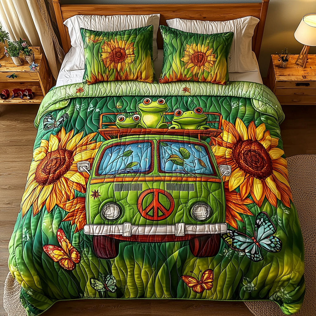 Hippie Hop Van 3-Piece Quilted Bedding Set NCU0NT6887 – Vantique