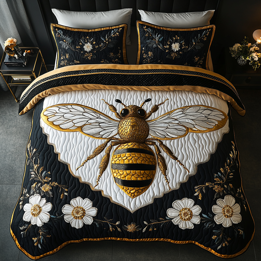 Hive Harmony 3-Piece Quilted Bedding Set NCU0DV2829 – Vantique