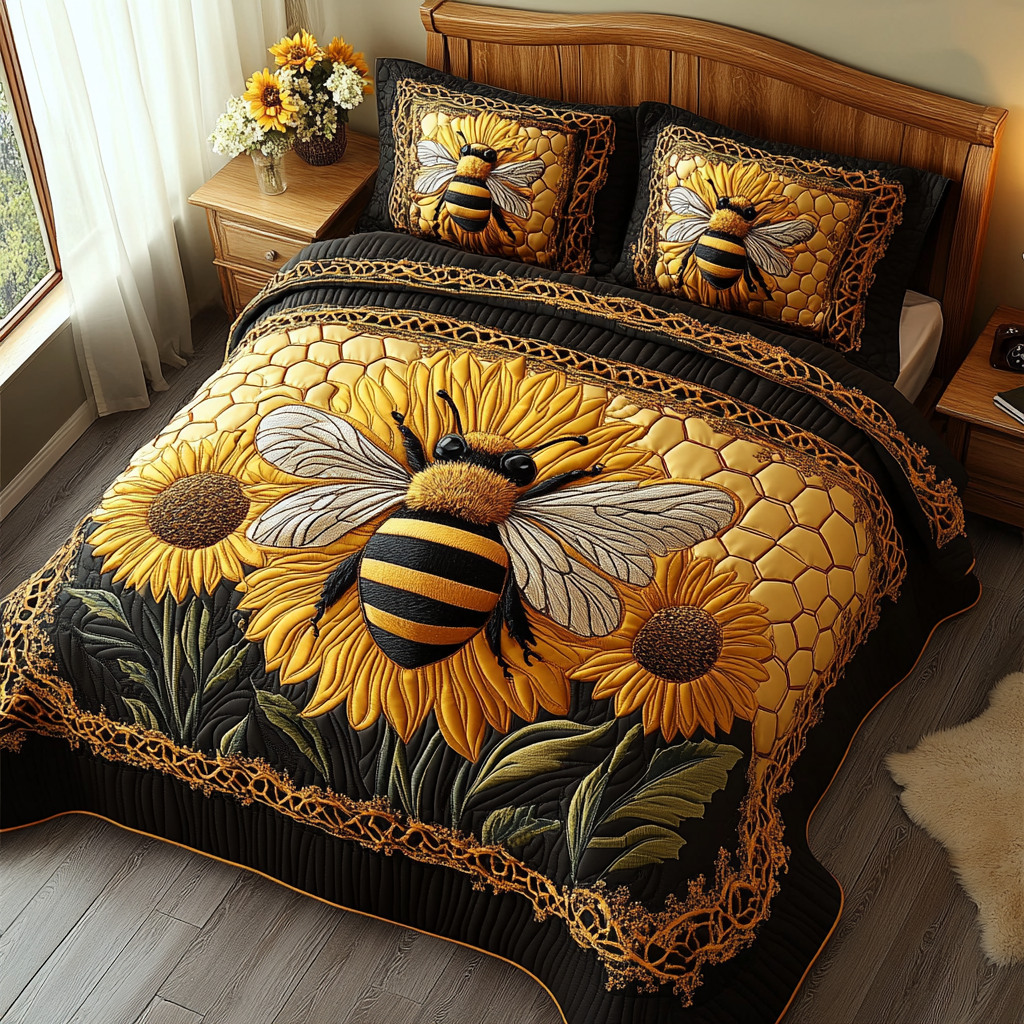 Honeycomb Haven Quilted Bedding Set NCU0DV2476 – Vantique