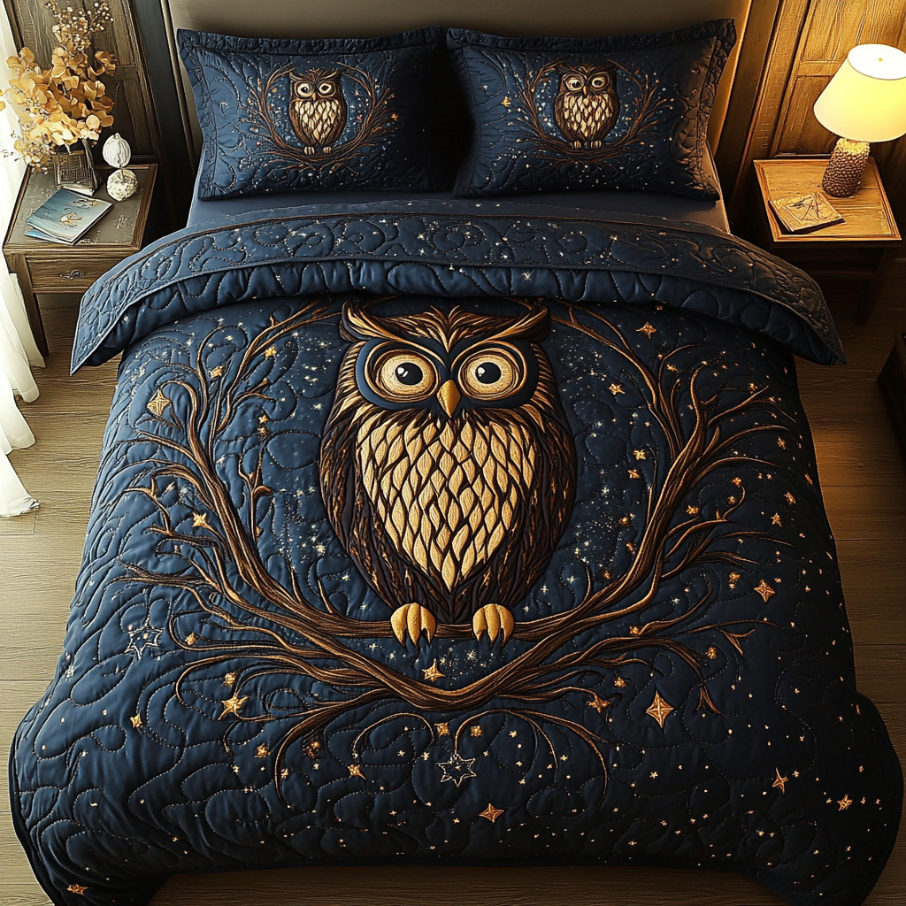 Hoot Haven 3-Piece Quilted Bedding Set NCU0DK3470 – Vantique