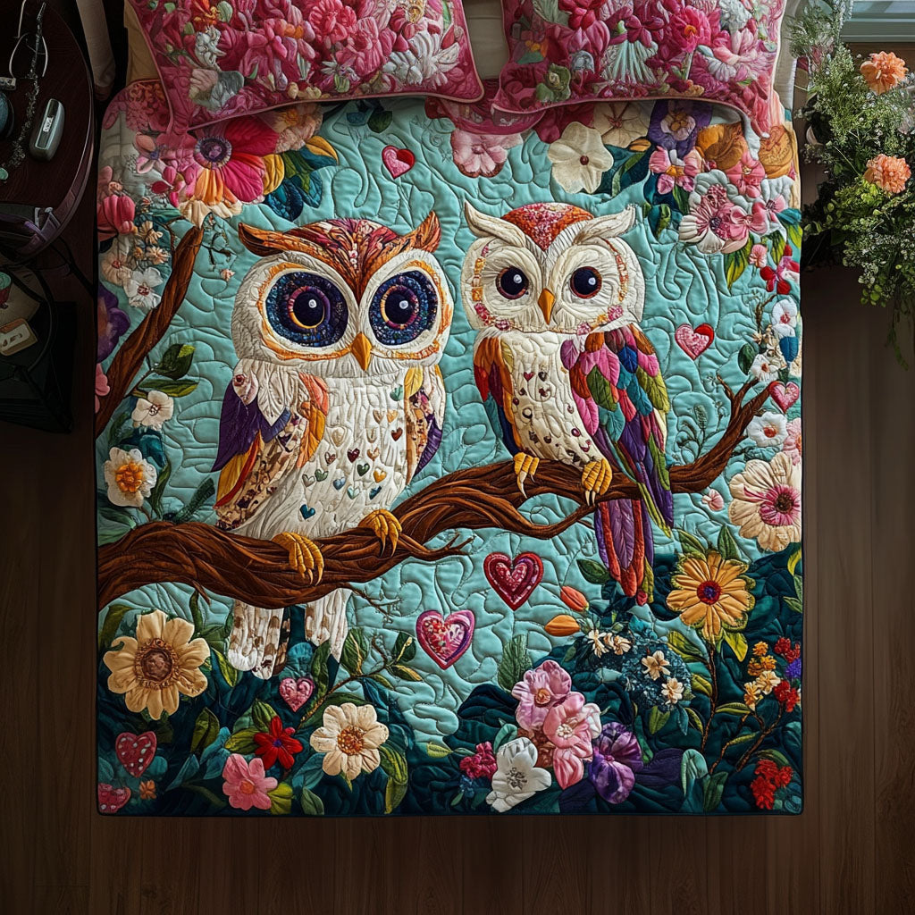 Hooting Hearts 3-Piece Quilted Bedding Set NCU0PT2977 – Vantique