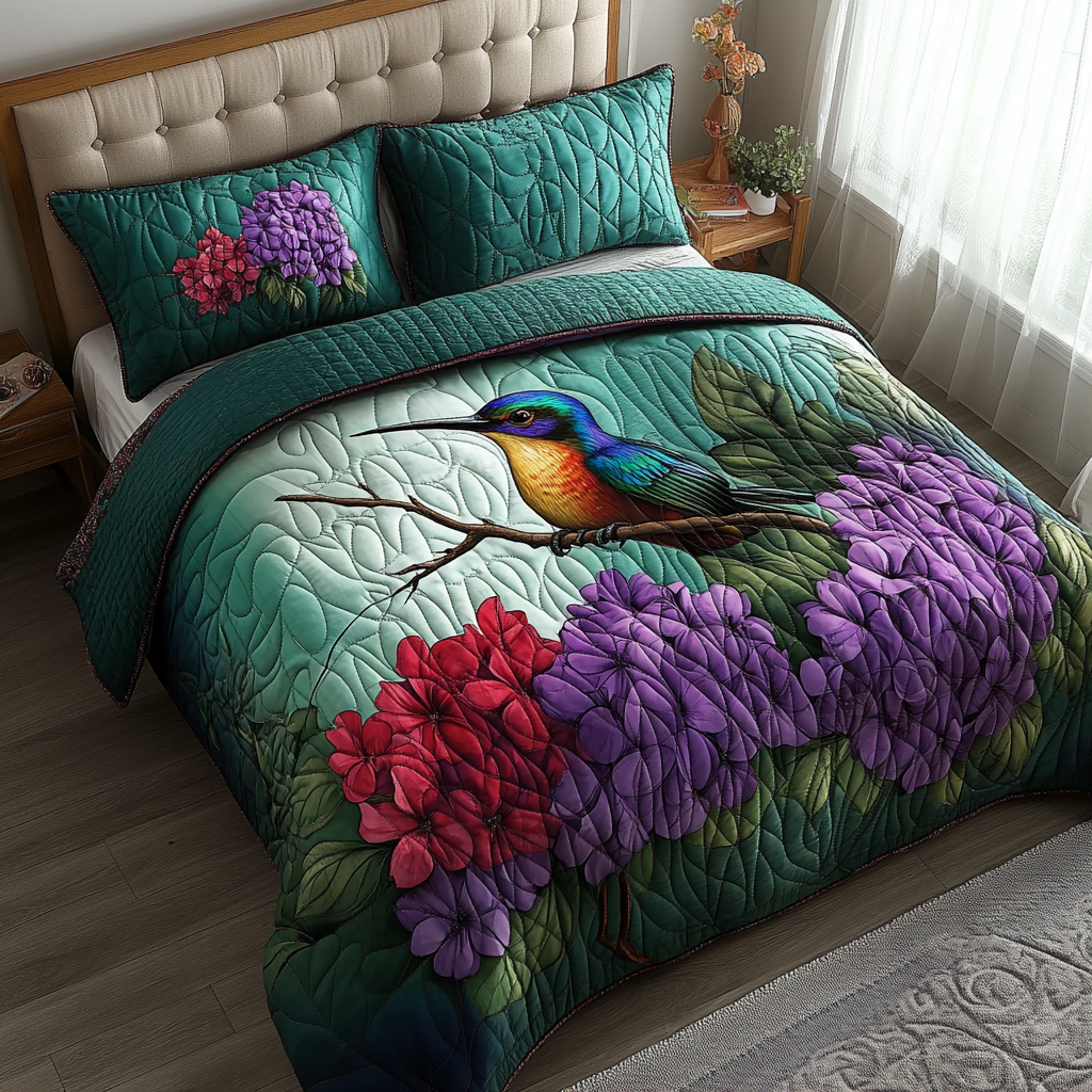 Hummingbird Lace 3-Piece Quilted Bedding Set NCU0DV5983 – Vantique