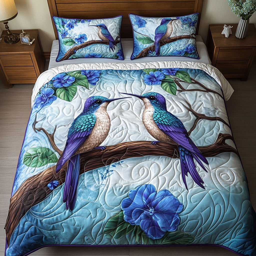 Hummingbird Whisper 3-Piece Quilted Bedding Set NCU0NT6197 – Vantique