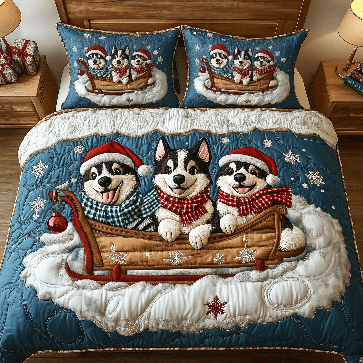 Husky Cheer 3-Piece Quilted Bedding Set NCU0TH2334 – Vantique