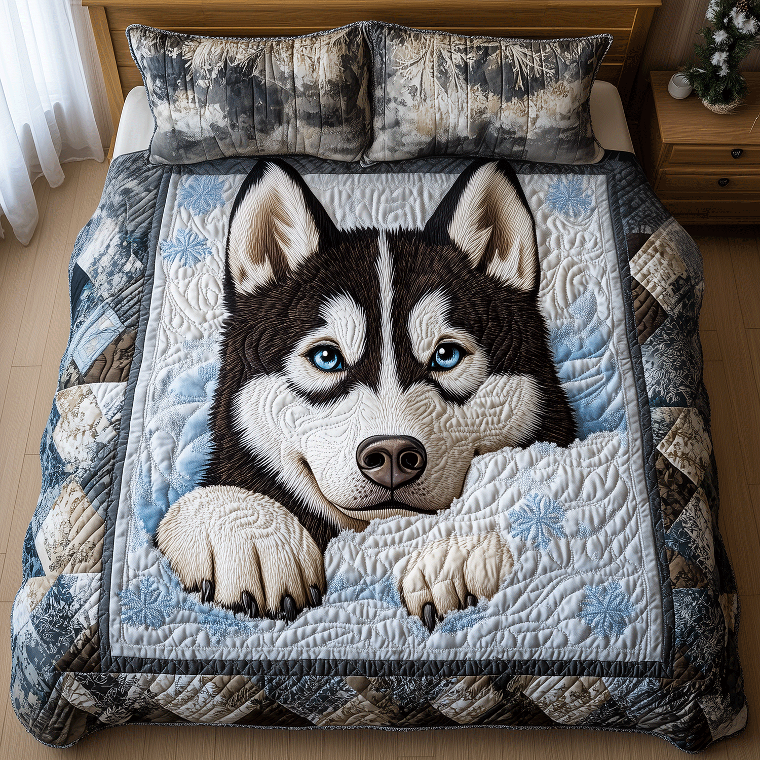 Icy Husky Trails 3-Piece Quilted Bedding Set NCU0TH2541 – Vantique