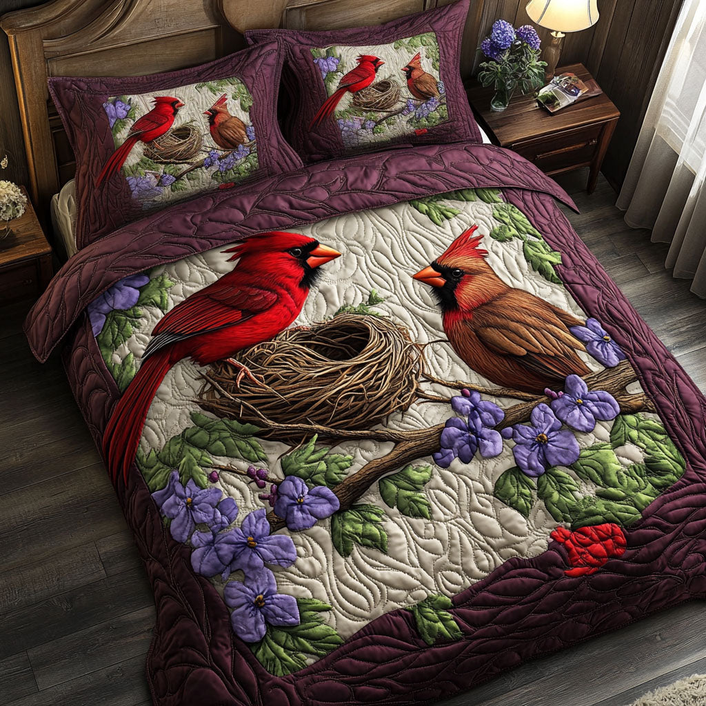 Illinois Cardinal Nest 3-Piece Quilted Bedding Set NCU0NT6091 – Vantique