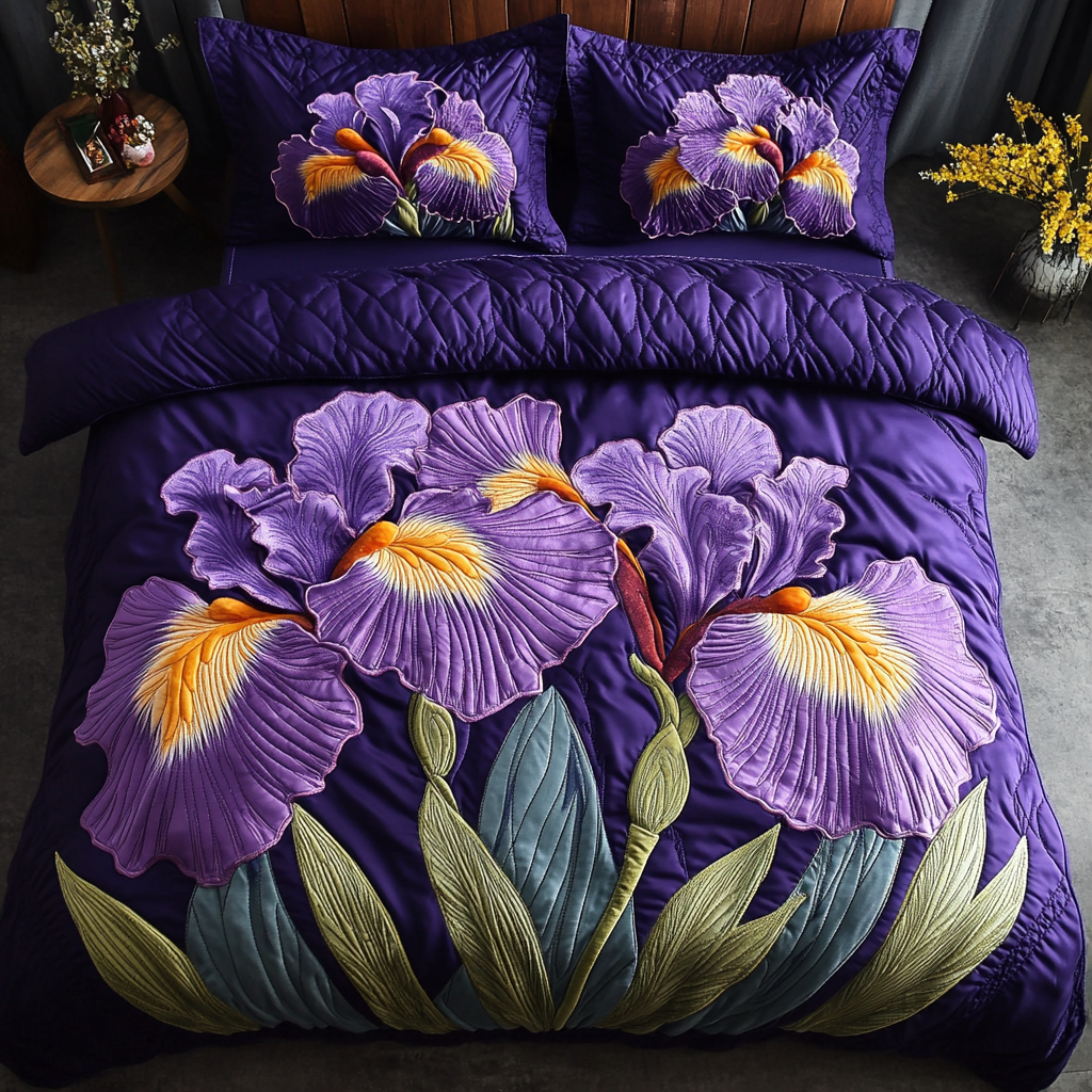 Iris Dream 3-Piece Quilted Bedding Set NCU0VH4690 – Vantique