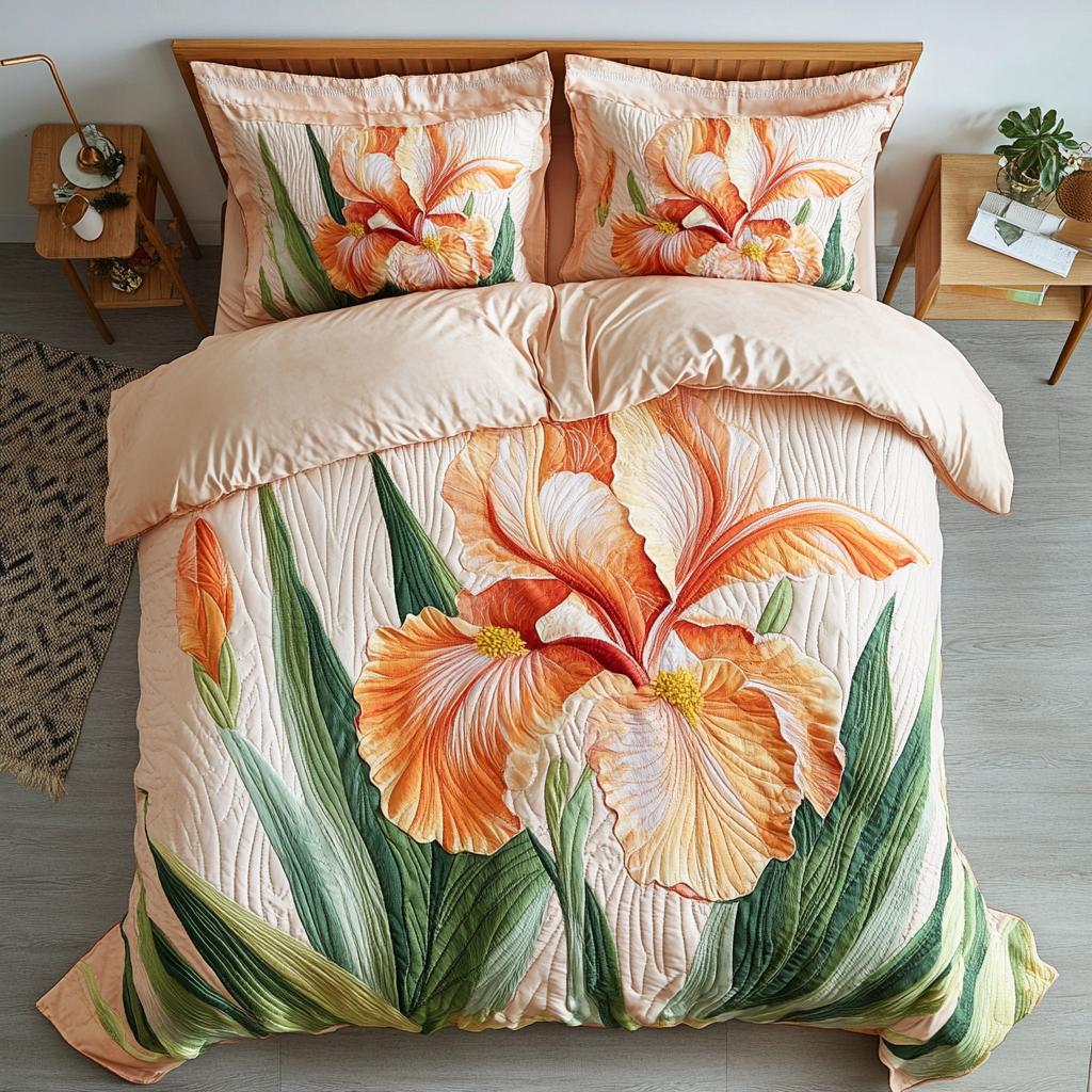 Iris Garden 3-Piece Quilted Bedding Set NCU0VH4689 – Vantique