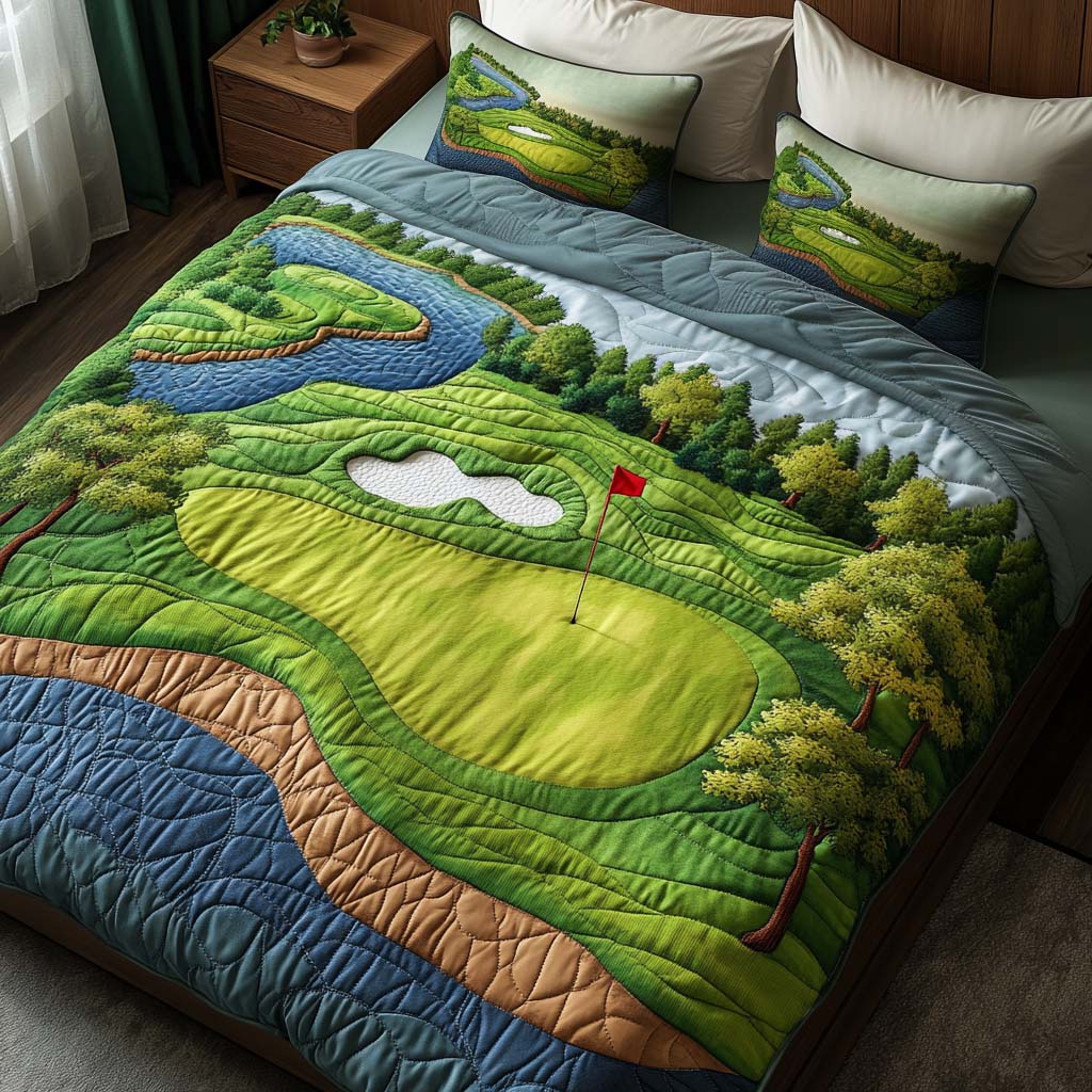 Ironwood Golf Course 3-Piece Quilted Bedding Set NCU0NT7608 – Vantique