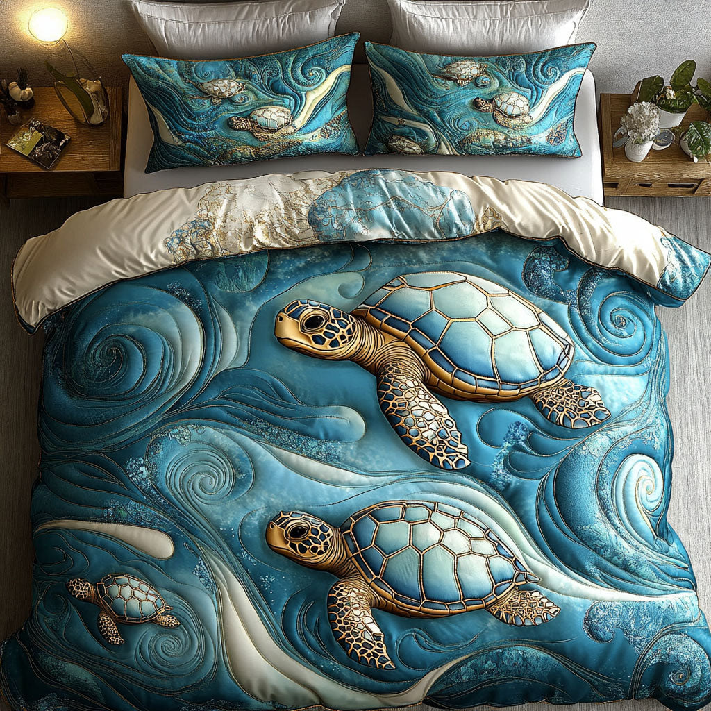 Island Shellscape 3-Piece Quilted Bedding Set NCU0NT7337 – Vantique