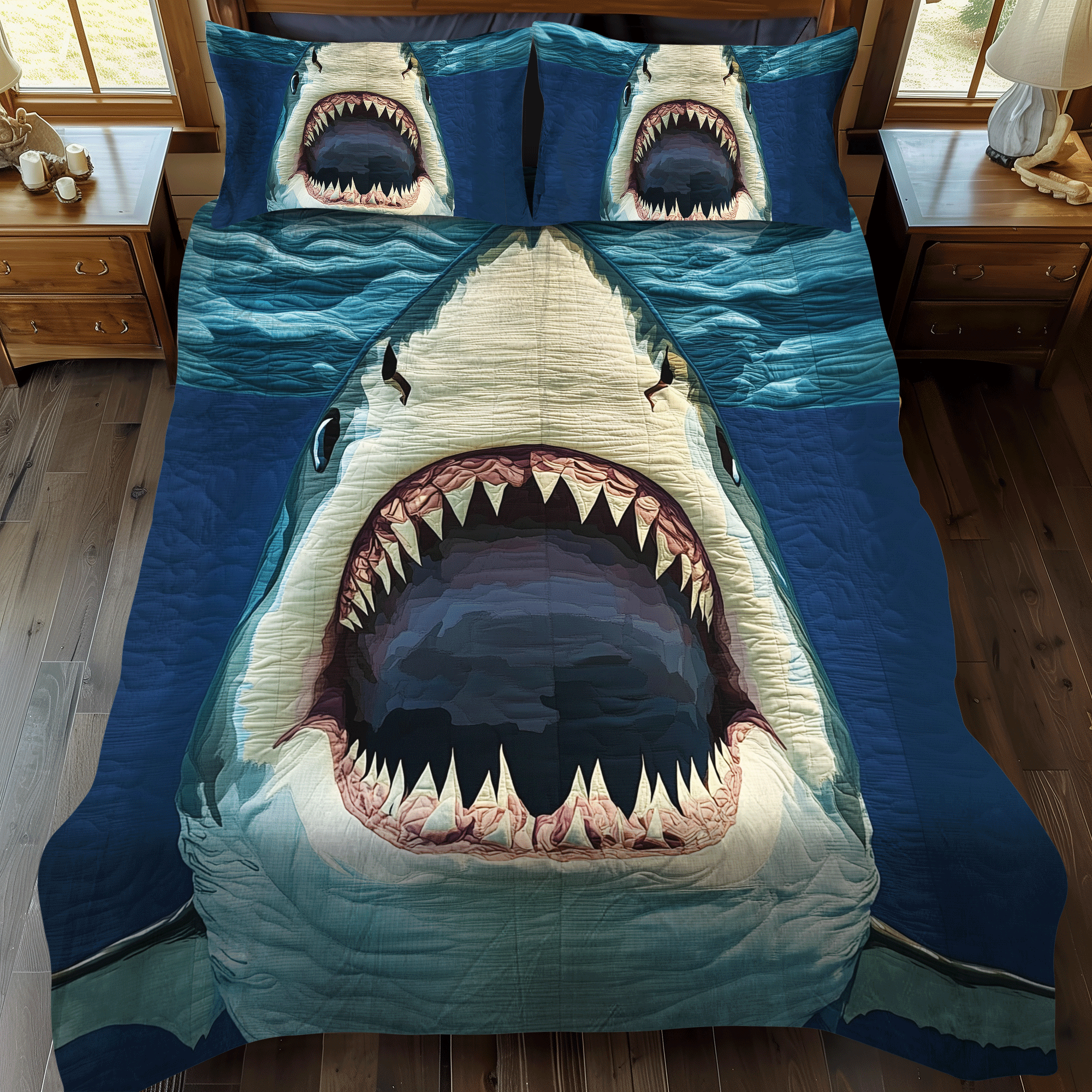 Jaws 3-Piece Quilted Bedding Set NCU0DV933 – Vantique