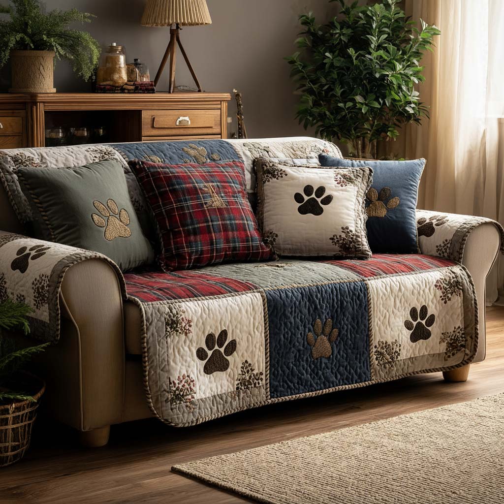 Jolly Paw Quilted Sofa Cover NCU0NT11192 – Vantique