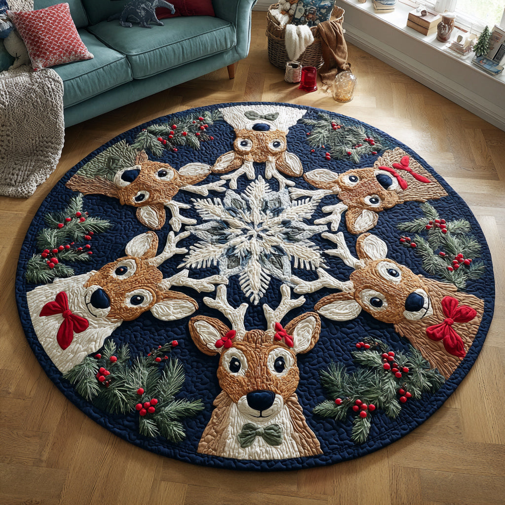 Jolly Reindeer Quilted Round Mat NCU0HH672 – Vantique