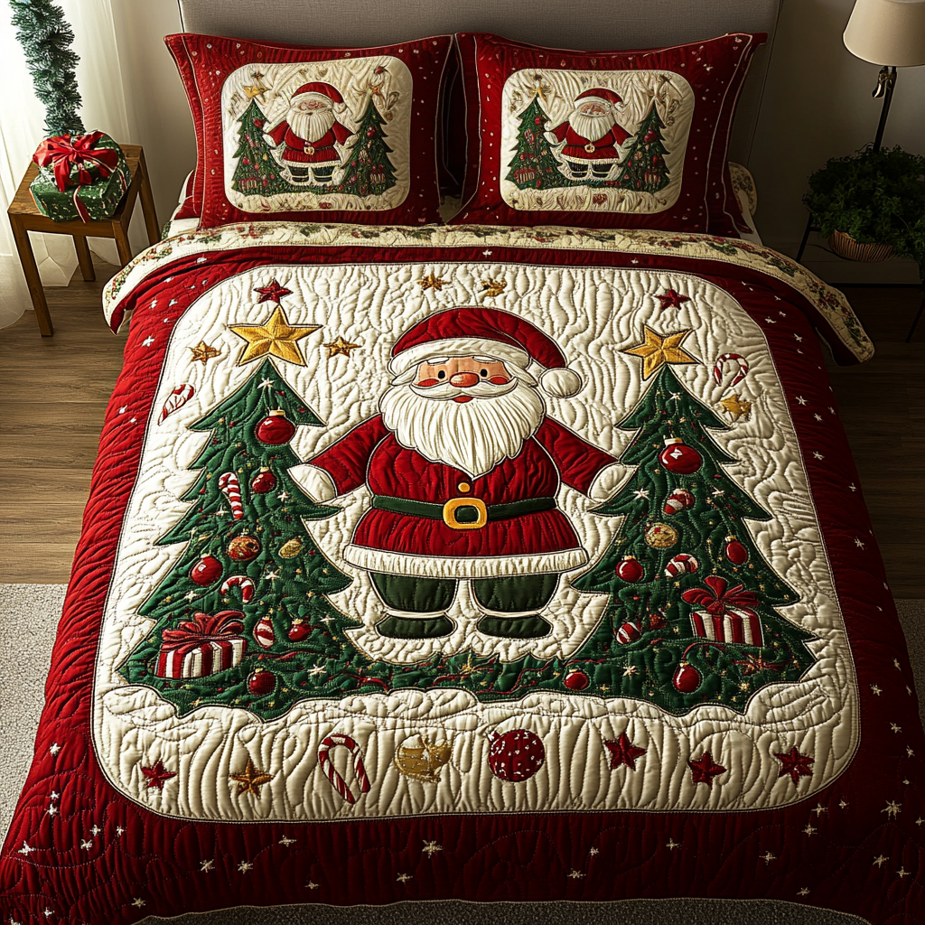 Jolly Saint Nick 3-Piece Quilted Bedding Set NCU0DK2161 – Vantique