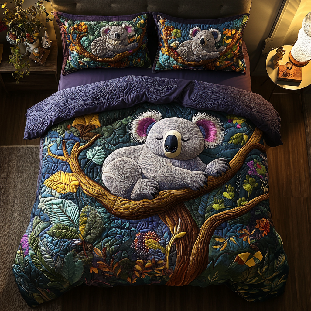 Koala Forest 3-Piece Quilted Bedding Set NCU0DK3716 – Vantique
