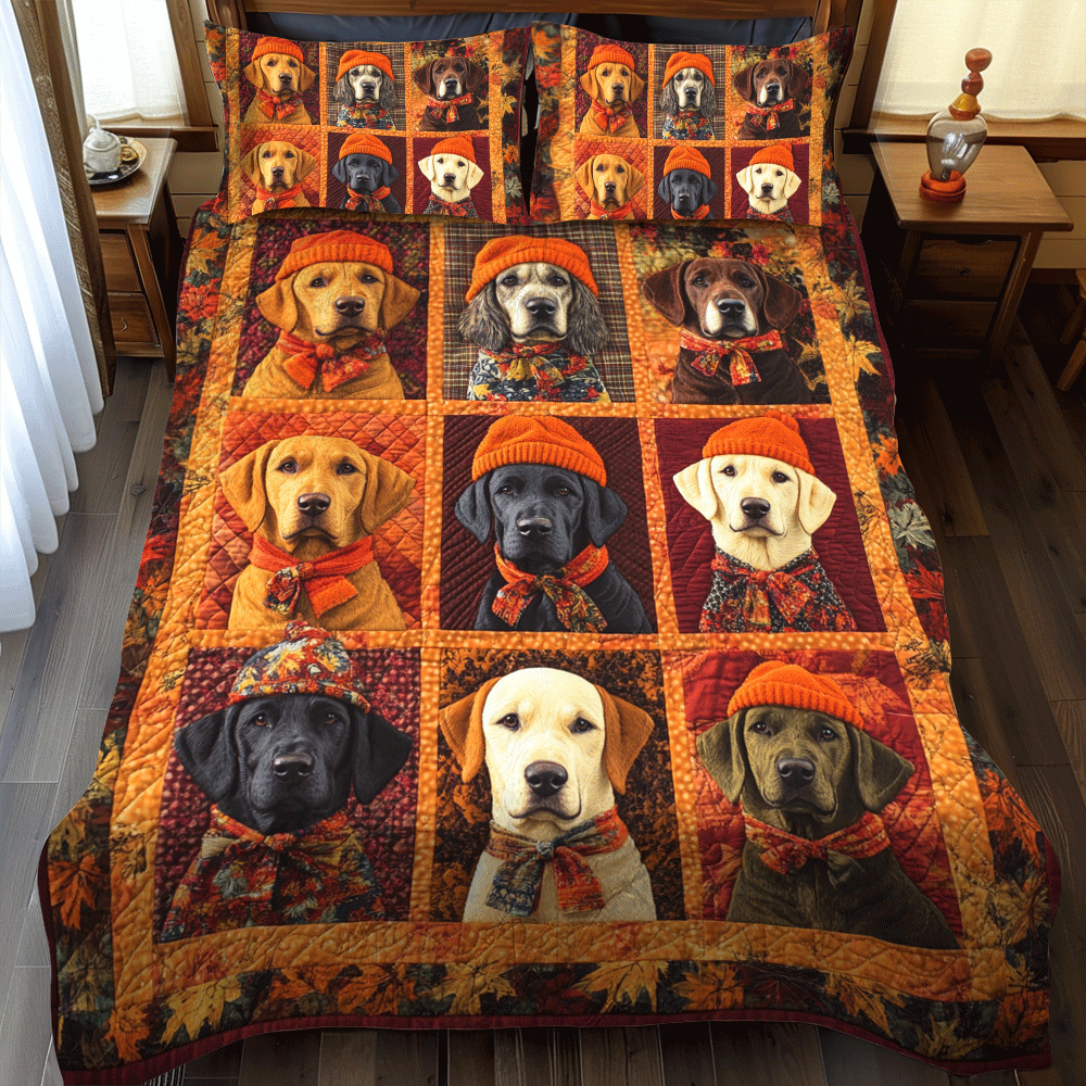 Labrador-Themed 3-Piece Quilted Bedding Set NCU0PD542 – Vantique