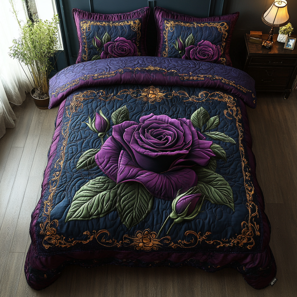 Lavender Elegance 3-Piece Quilted Bedding Set NCU0DV3632 – Vantique