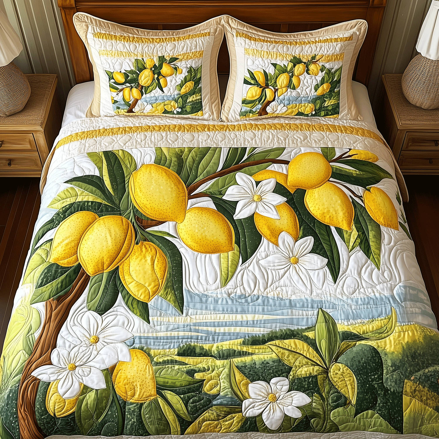 Lemon Kissed Hills Quilted Bedding Set NCU0TH2704 – Vantique