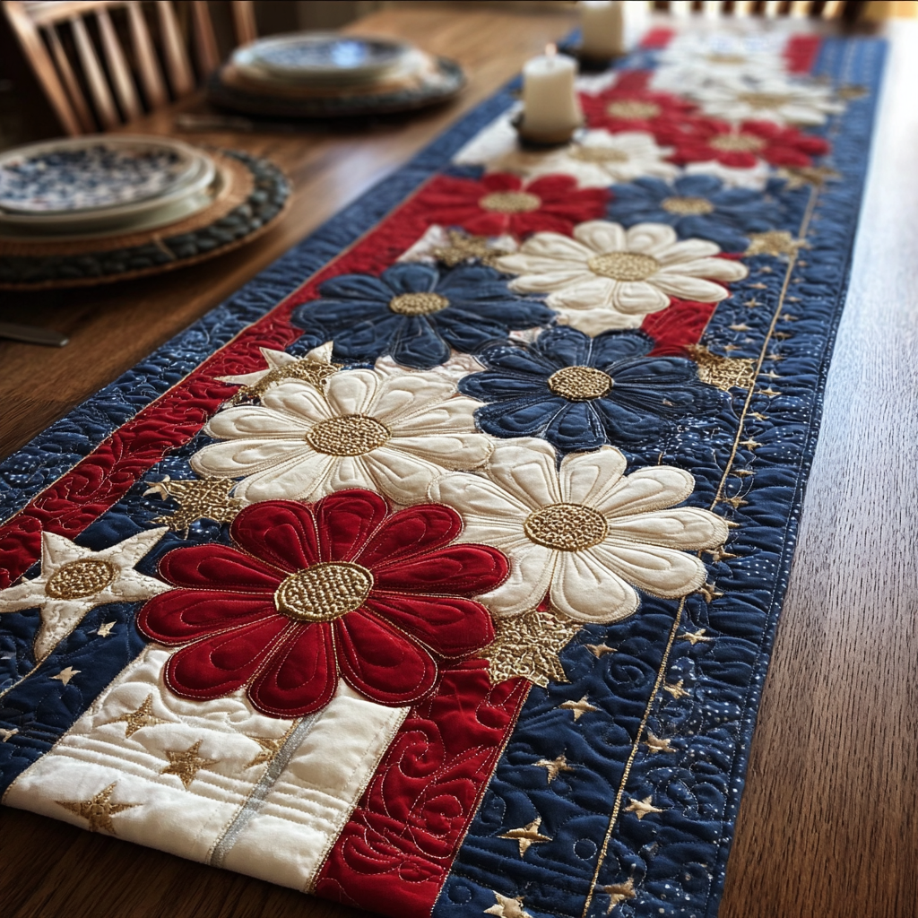 Liberty Bloom Quilted Table Runner NCU0VH5758 – Vantique