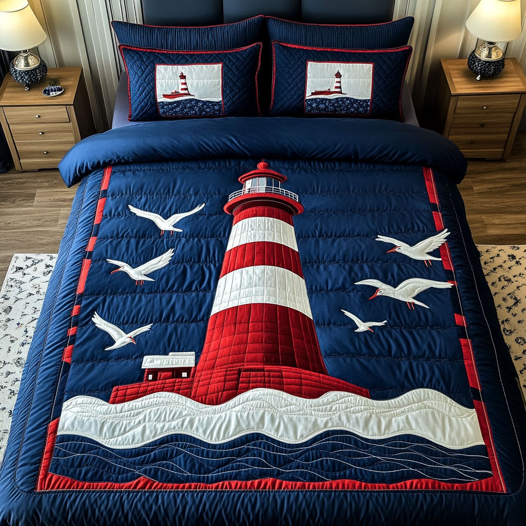 Lighthouse Sunrise 3-Piece Quilted Bedding Set NCU0NT3542 – Vantique