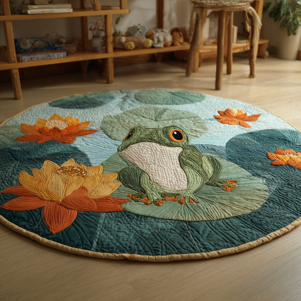 Lilypad Frog Quilted Round Mat NCU0HH143 – Vantique