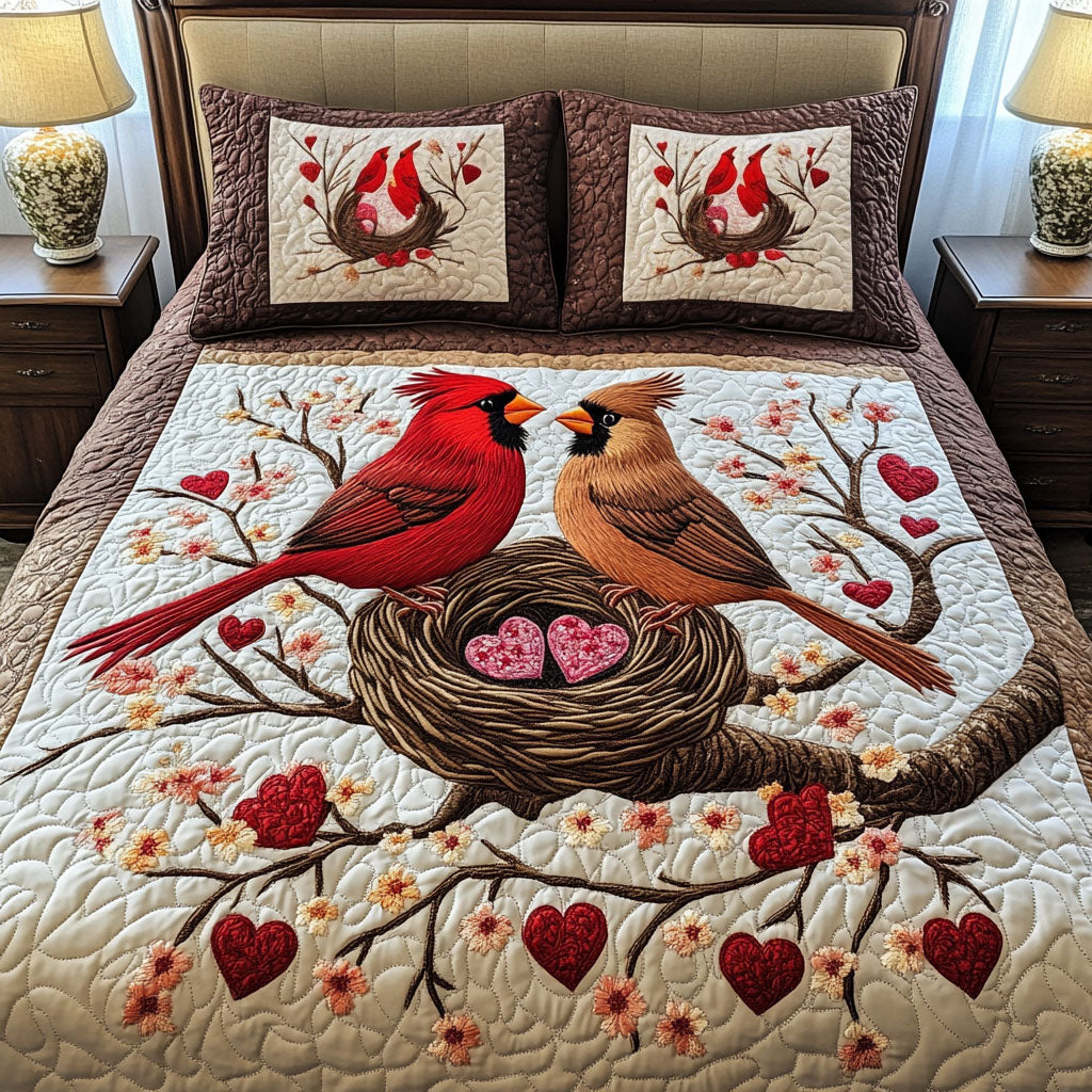 Love Perch 3-Piece Quilted Bedding Set NCU0NT2734 – Vantique