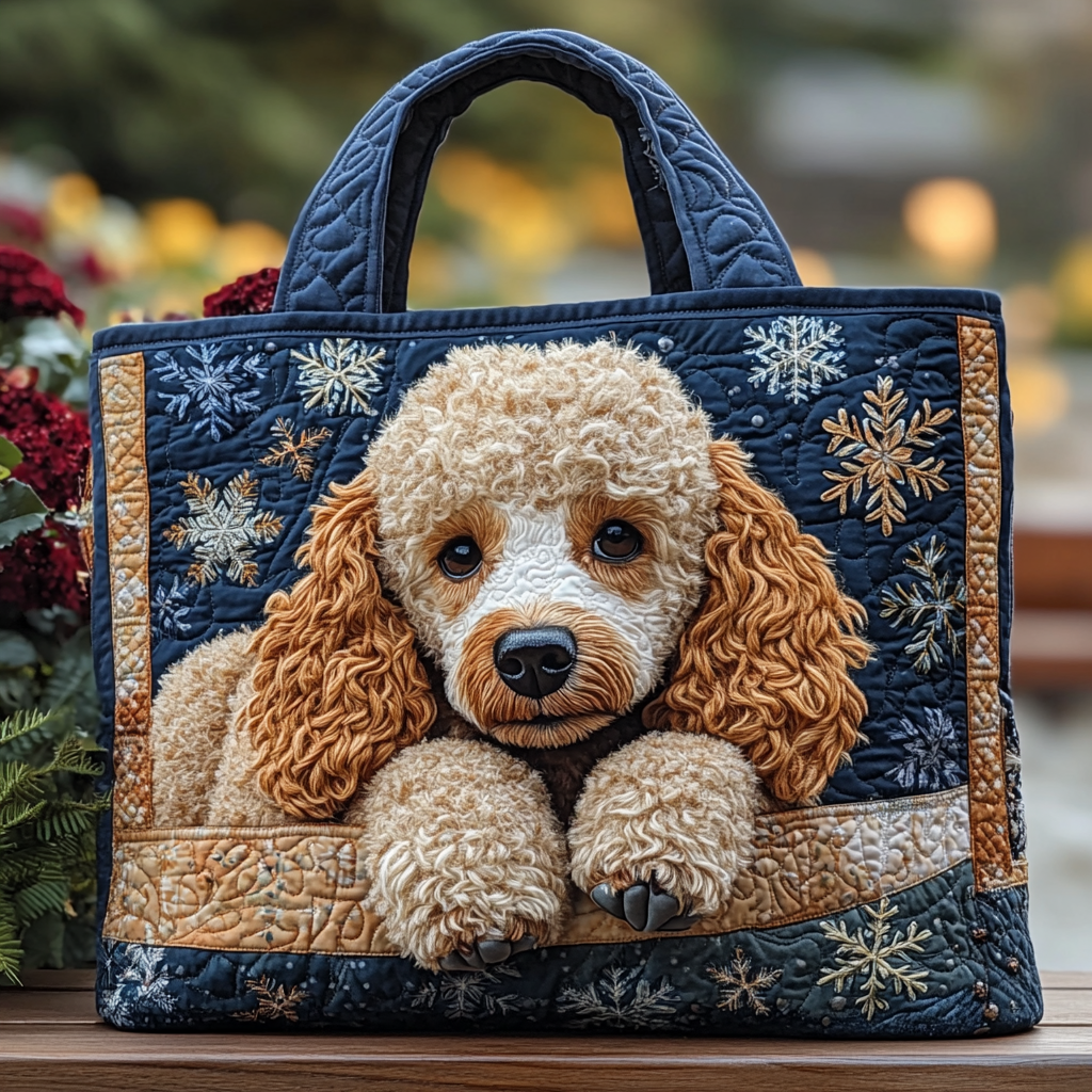 Lovely Poodle Quilted Tote Bag NCU0DK10118 – Vantique