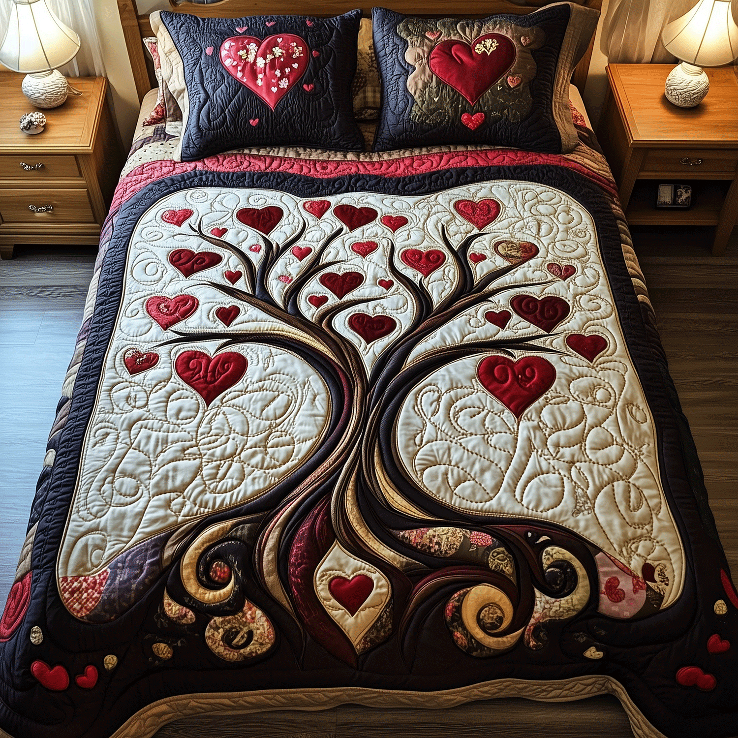 Loving Branches 3-Piece Quilted Bedding Set NCU0TH2495 – Vantique