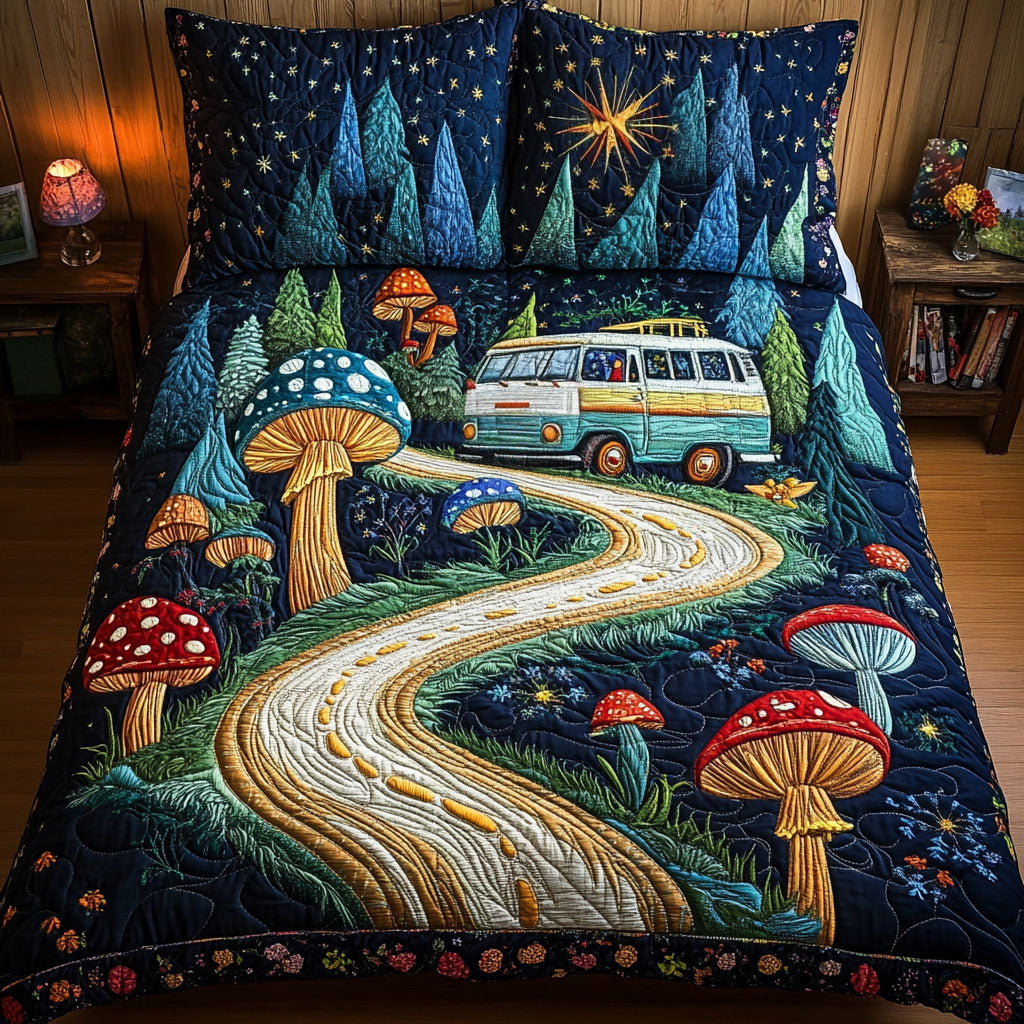 Magic Mushrooms Journey 3-Piece Quilted Bedding Set NCU0PT4032 – Vantique
