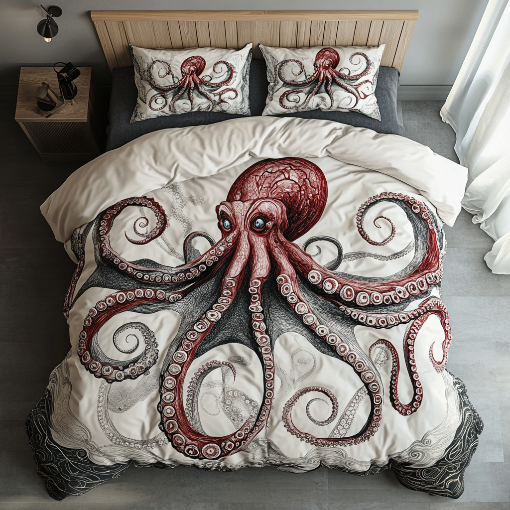 Magical Octopus 3-Piece Quilted Bedding Set NCU0DK8390 – Vantique