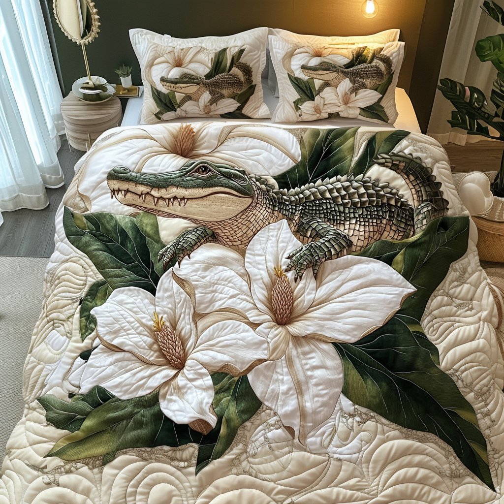 Magnolia Beast 3-Piece Quilted Bedding Set NCU0VH4519 – Vantique