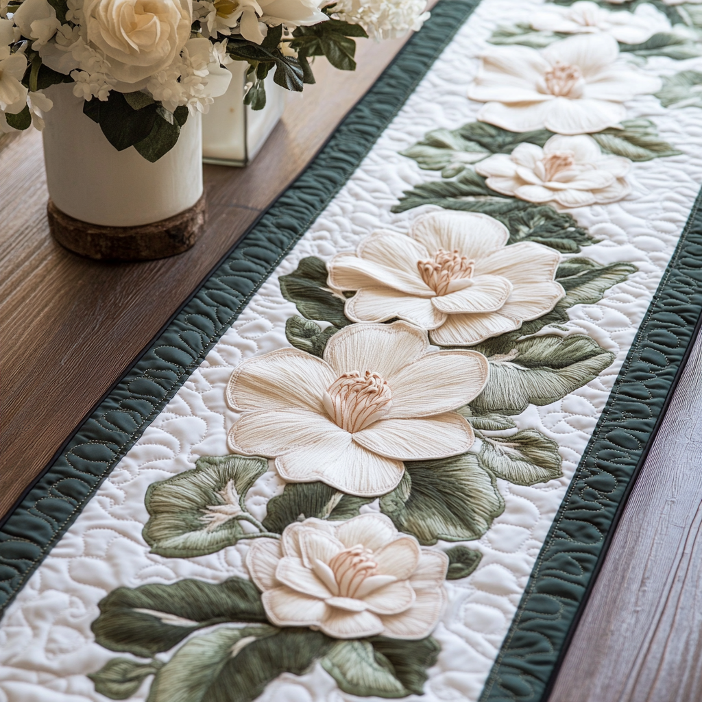 Magnolia Dream Quilted Table Runner NCU0VH3057 – Vantique