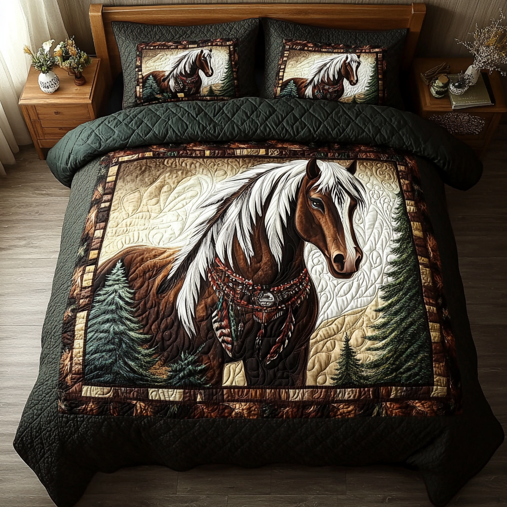Majestic Hoof 3-Piece Quilted Bedding Set NCU0DK7070 – Vantique