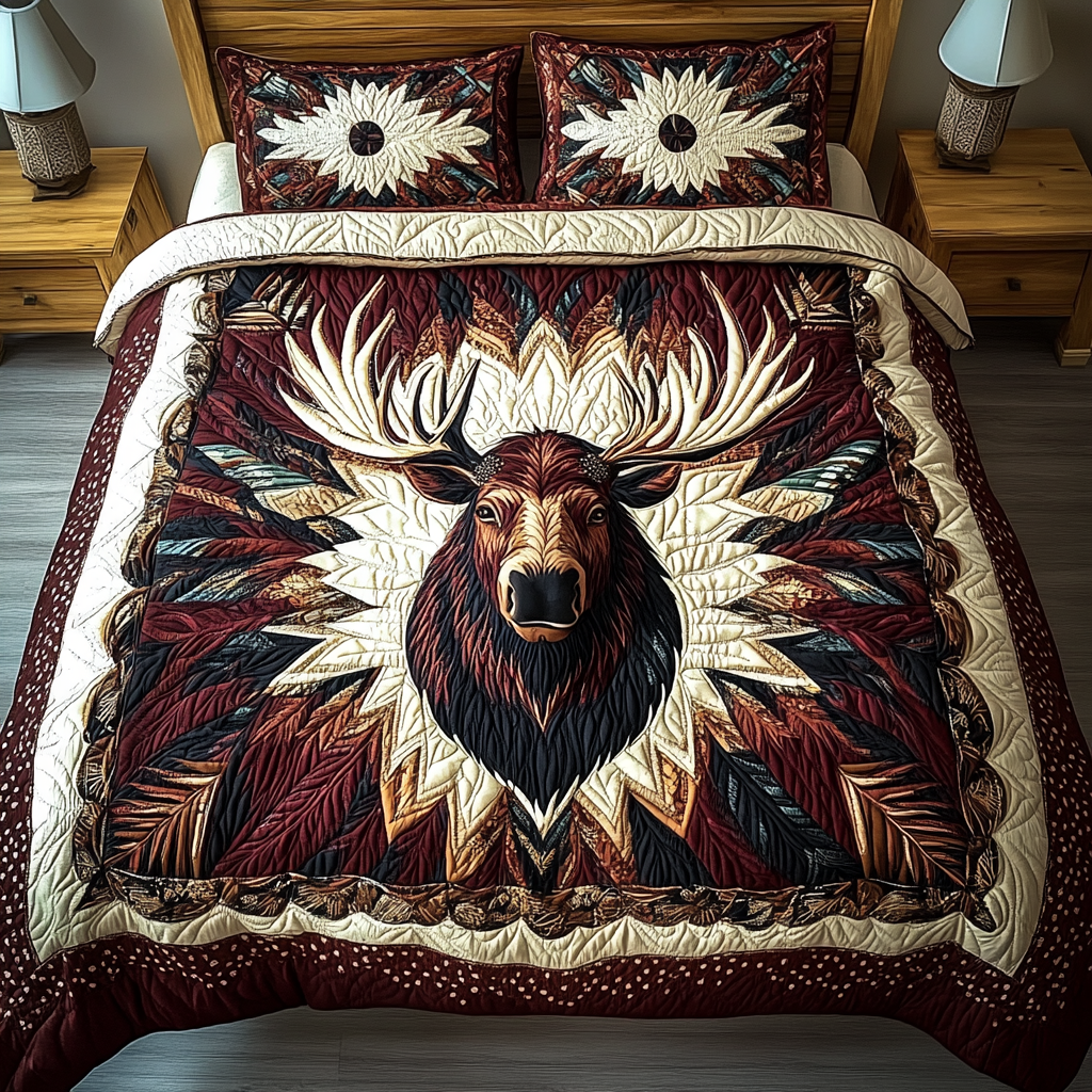 Majestic Moose 3-Piece Quilted Bedding Set NCU0VH2693 – Vantique