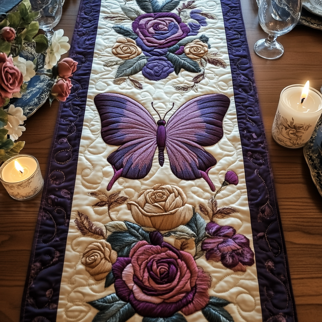 Majestic Moth Quilted Table Runner NCU0VH2106 – Vantique
