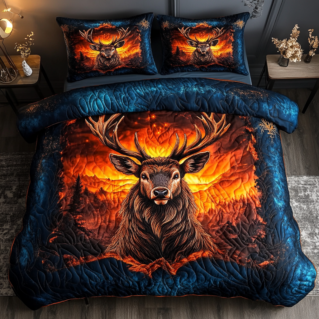 Majestic Stag 3-Piece Quilted Bedding Set NCU0DK4938 – Vantique