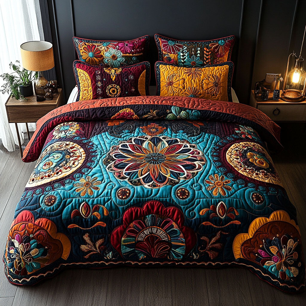 Mandala Dream 3-Piece Quilted Bedding Set NCU0PT7623 – Vantique