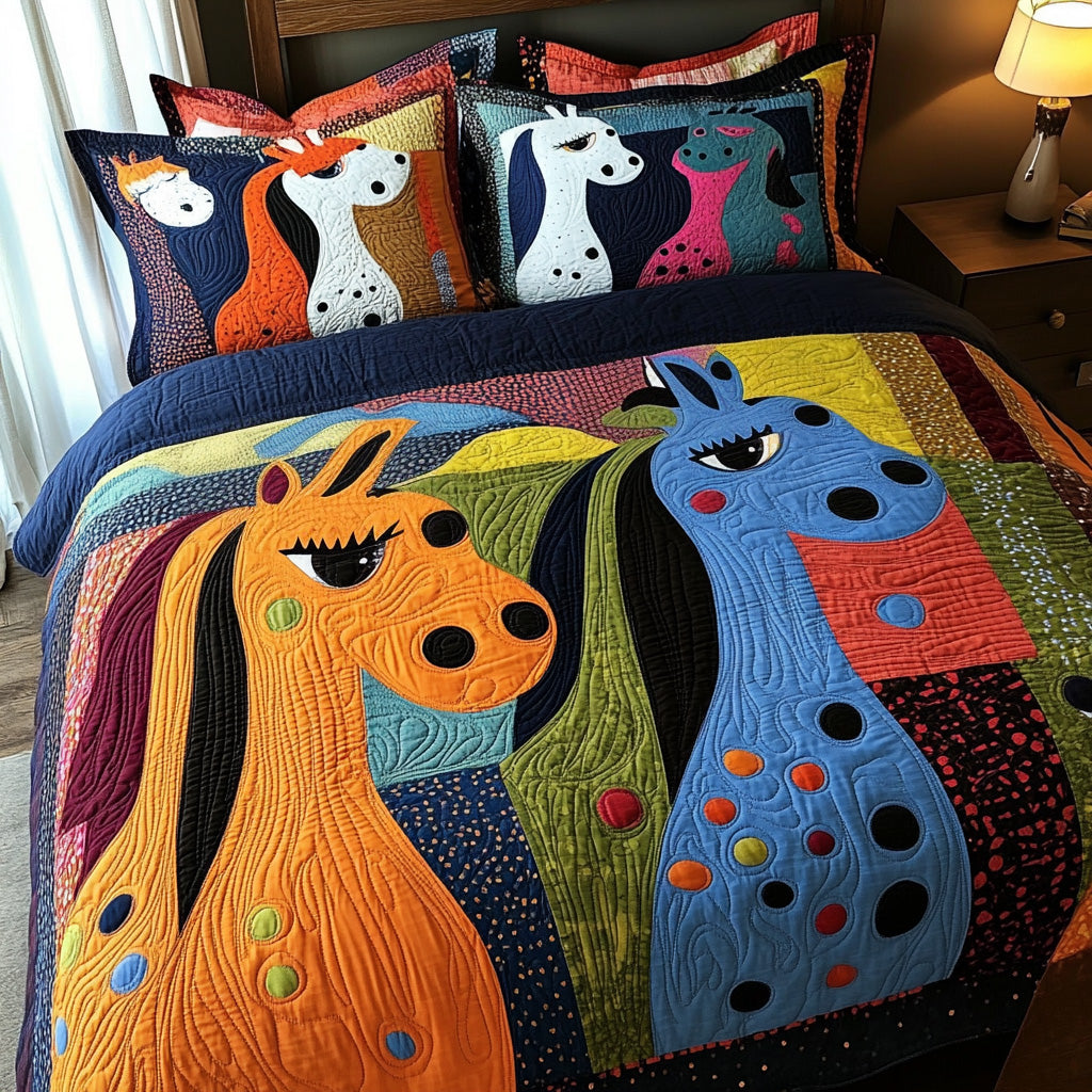 Mane Whimsy 3-Piece Quilted Bedding Set NCU0DV7340 – Vantique