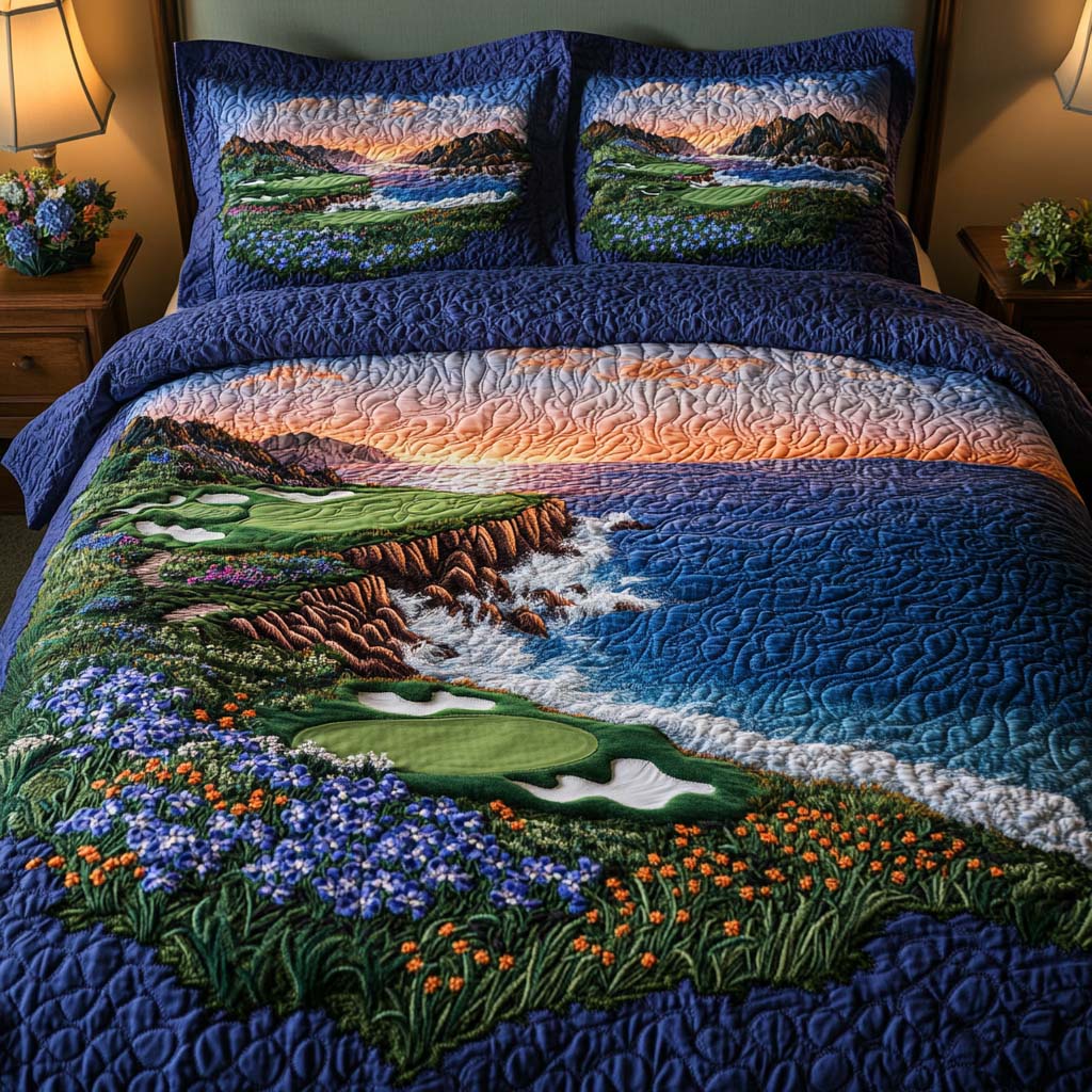 Meadow Creek Golf Course 3-Piece Quilted Bedding Set NCU0NT7609 – Vantique