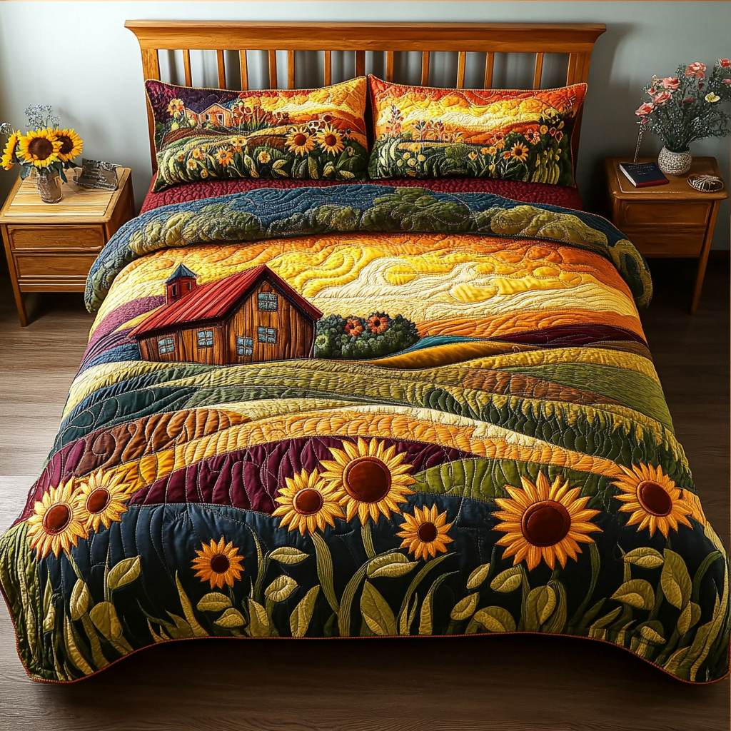 Meadow Glow 3-Piece Quilted Bedding Set NCU0DK8732 – Vantique