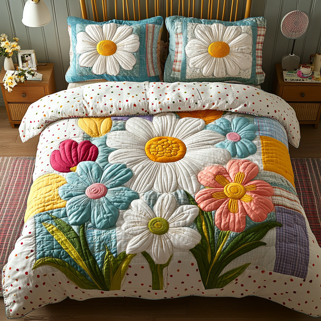 Meadow Magic 3-Piece Quilted Bedding Set NCU0VH3672 – Vantique