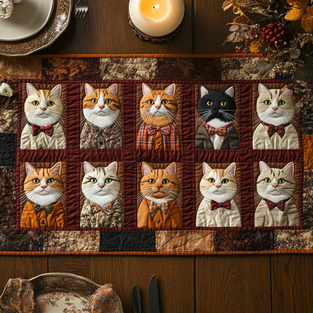 Meow Garden Quilted Table Runner NCU0VH4369 – Vantique