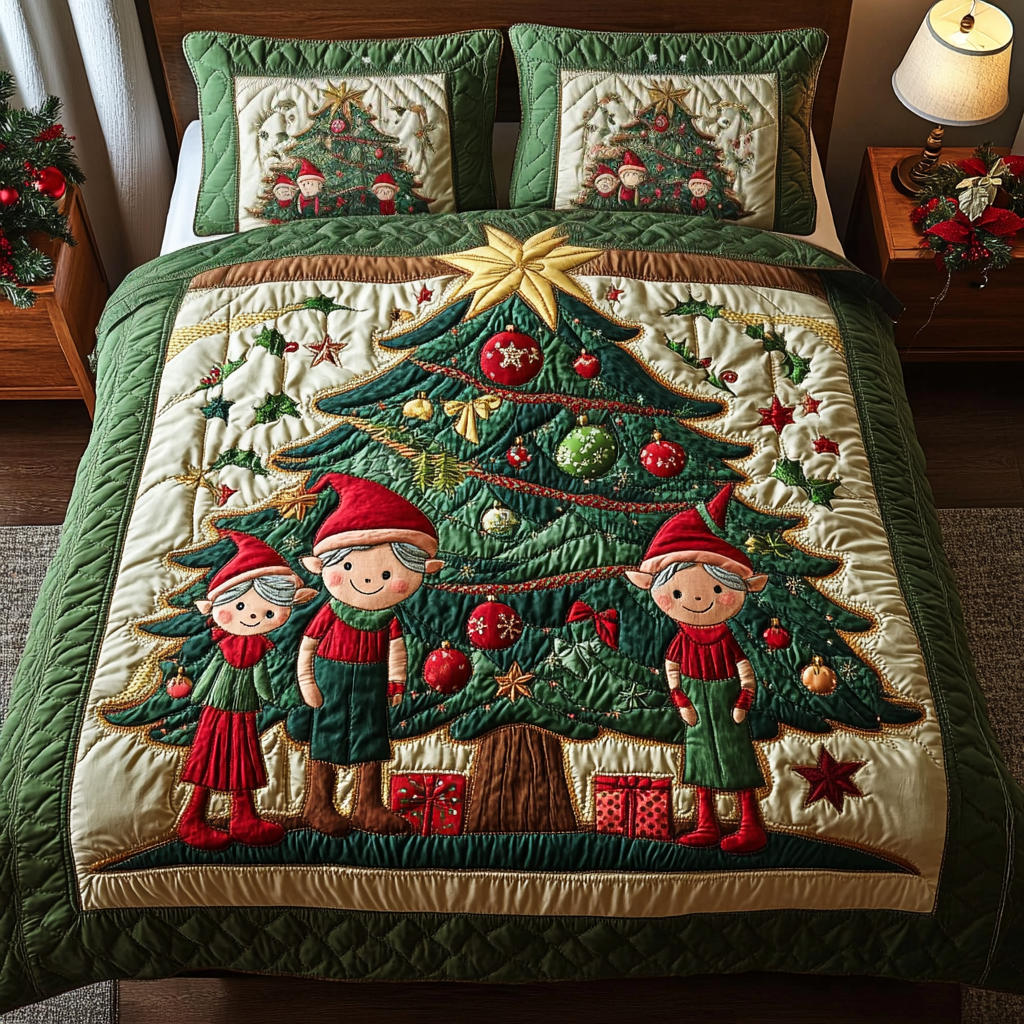 Merry Elf 3-Piece Quilted Bedding Set NCU0VH486 – Vantique