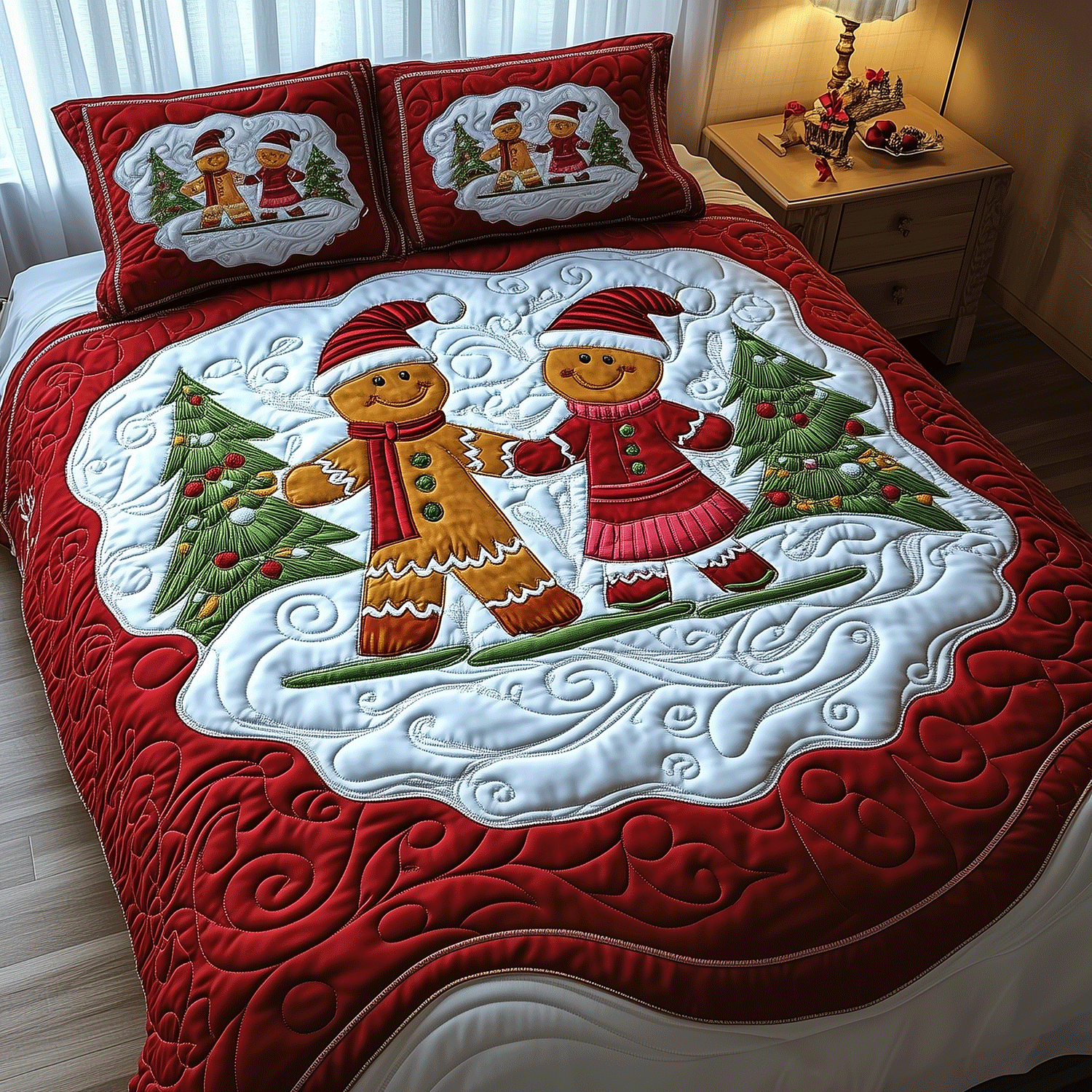 Merry Gingerbread Nights 3-Piece Quilted Bedding Set NCU0TH2213 – Vantique