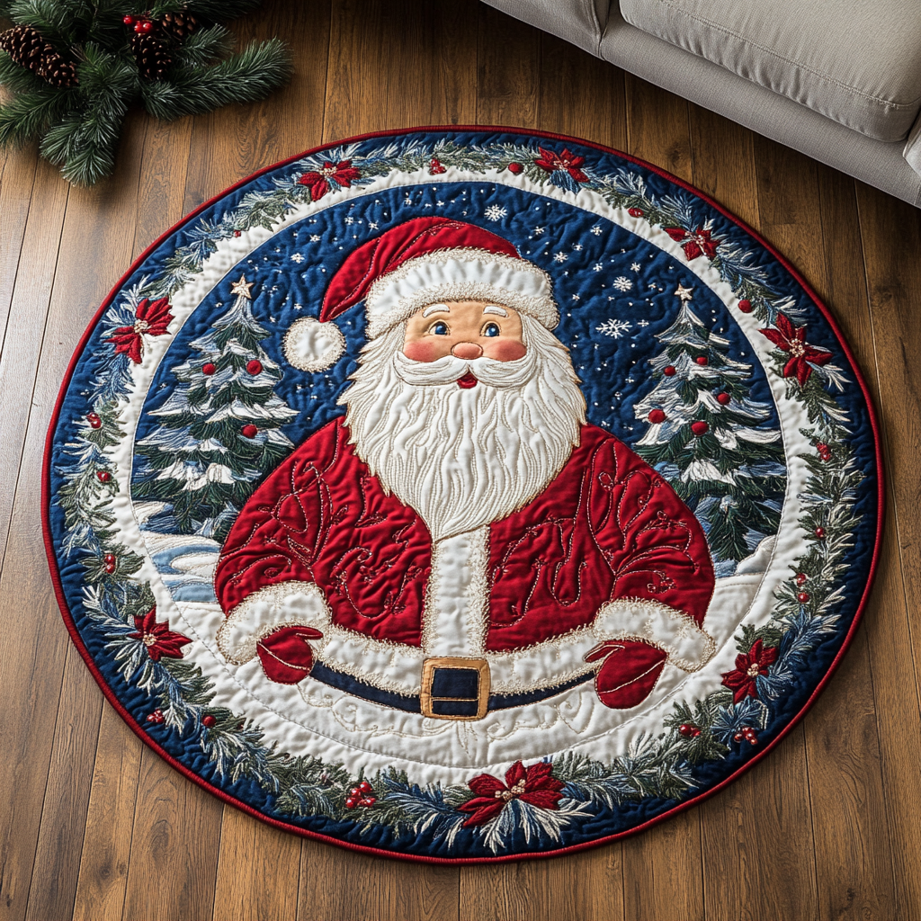 Merry Santa Quilted Round Mat NCU0DK9908 – Vantique