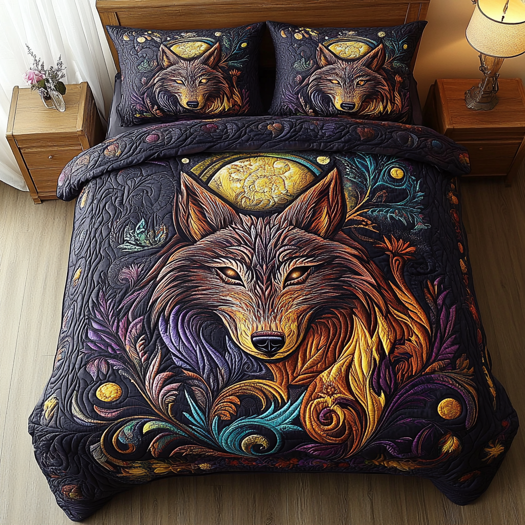 Midnight Howl 3-Piece Quilted Bedding Set NCU0DK4157 – Vantique