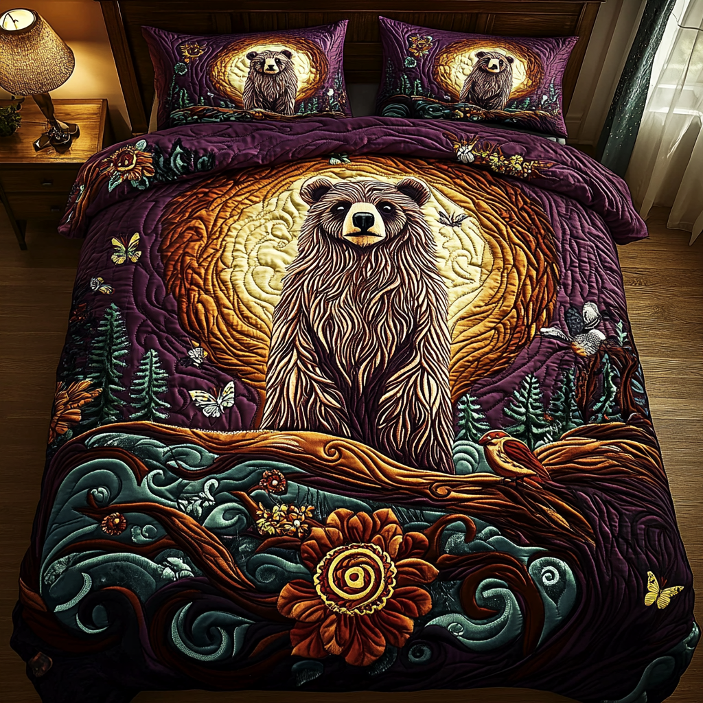 Midnight Roar 3-Piece Quilted Bedding Set NCU0VH2969 – Vantique