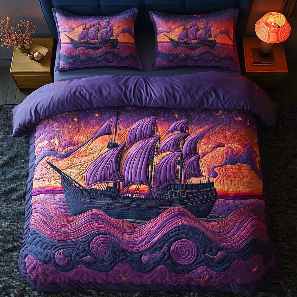 Midnight Sail 3-Piece Quilted Bedding Set NCU0XD439 – Vantique