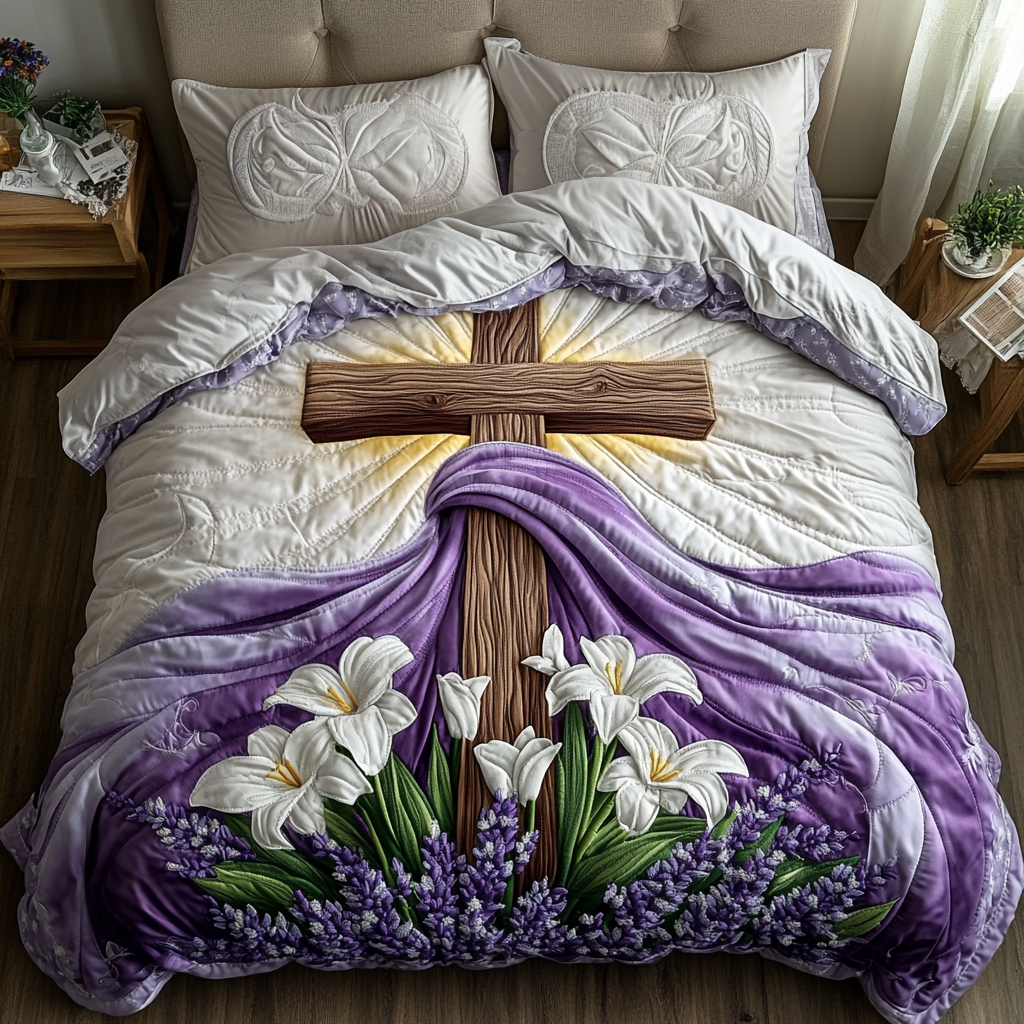 Modern Cross 3-Piece Quilted Bedding Set NCU0DK8151 – Vantique