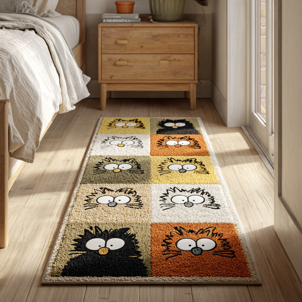 Moody Cat Squares Runner Carpet NCU0HH947 – Vantique